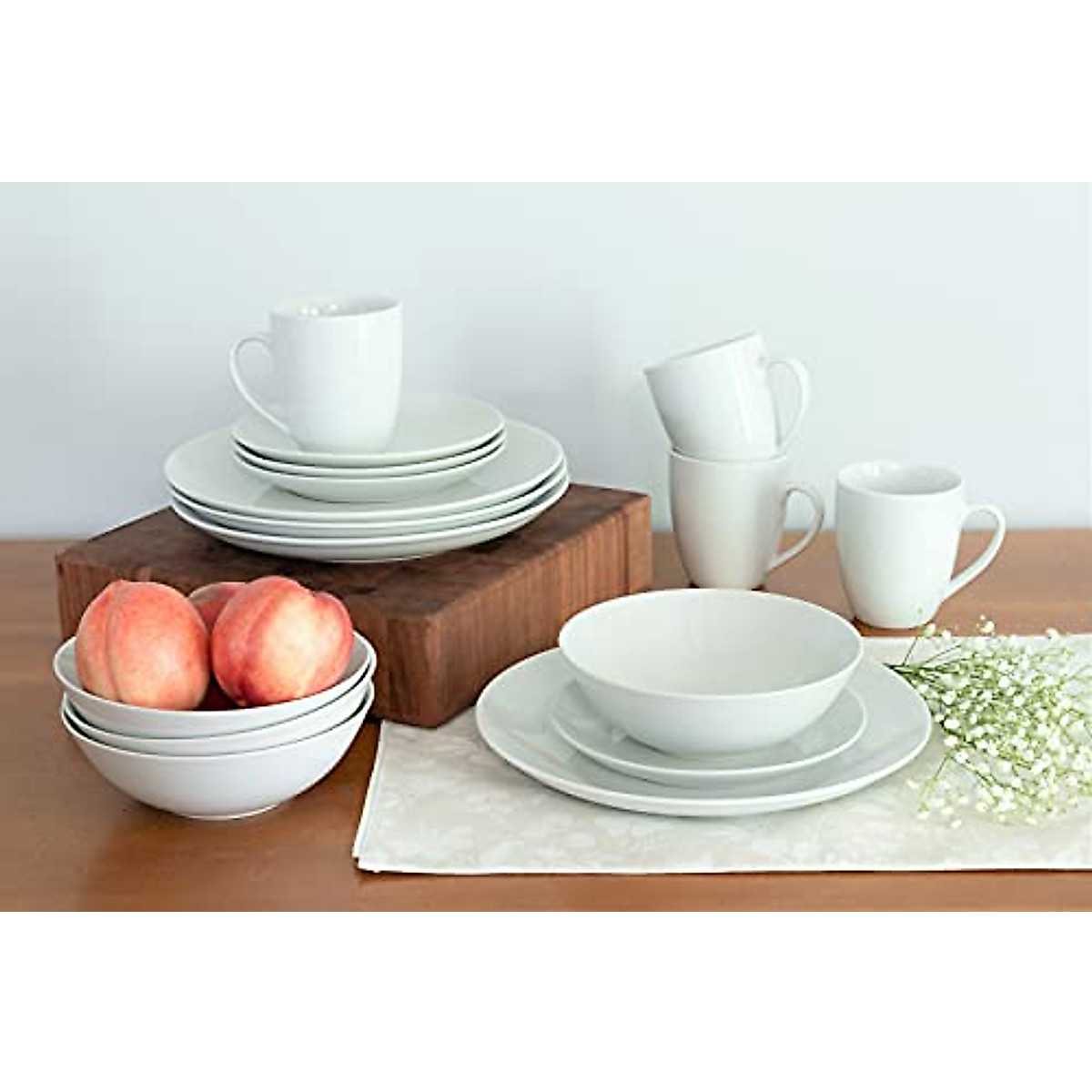 10 Strawberry Street Simply Coupe 16 Piece Dinnerware Set, White - SM-1600-CP-SW