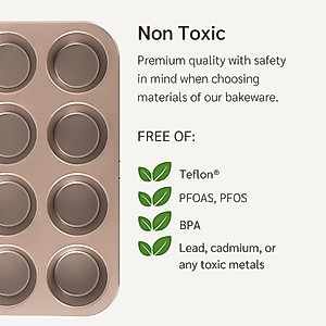 HAPPIELS Non-Toxic Nonstick 12-Cup Muffin Pan | Non toxic Cupcake Pan Non Stick | Muffin Tin 12 cups