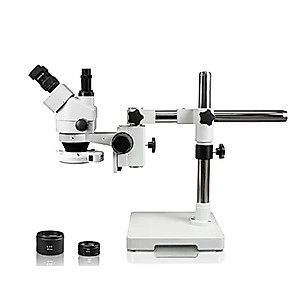Vision Scientific VS-3FZ-IFR07 Simul-Focal Trinocular Zoom Stereo Microscope | 10x WF Eyepiece, 0.7X—4.5X Zoom, 3.5X—90x Magnification, 0.5X & 2X Aux Lens