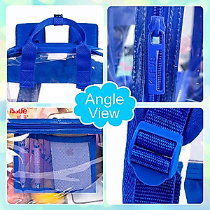 TXHVO Clear Backpack, Heavy Duty Transparent Bookbag, See Through PVC Backpacks for Boys Men - Blue