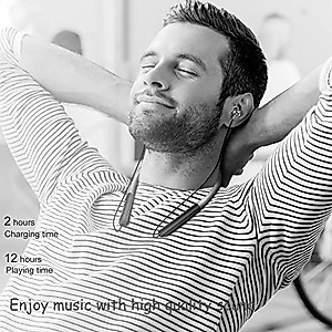 ZXQ Q2 Wireless Neckband Bluetooth Headphones, Neckband Earbuds with Magnetic, Sport Earphones with Microphone,12 Hours Playtime Lightweight Sweatproof for Workout with Carry Case Ear Hook(Grey)