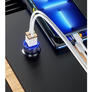 【2Pack】 USB Car Charger, Dual USB Port Car Charger Adapter, 5V/4.8A Charge Car Phone Charger with Blue LED & Touch Switch Fit for iPhone 13/12 Pro/Max/8, Galaxy S21/20/10/9 (Black)