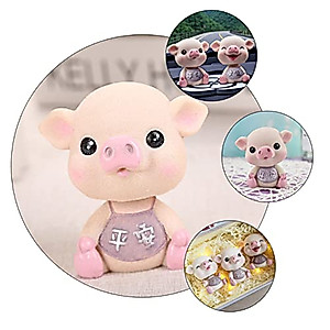 Veemoon 1pc Car Decoration Automotivearts & Crafts Pig Sculpture Car Dashboard Doll Bobble Head Cake Resin