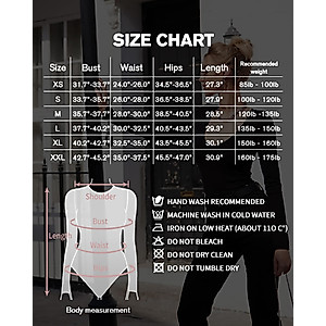 MANGOPOP Black Bodysuit Long Sleeve V Neck Body Suit for Women Tops