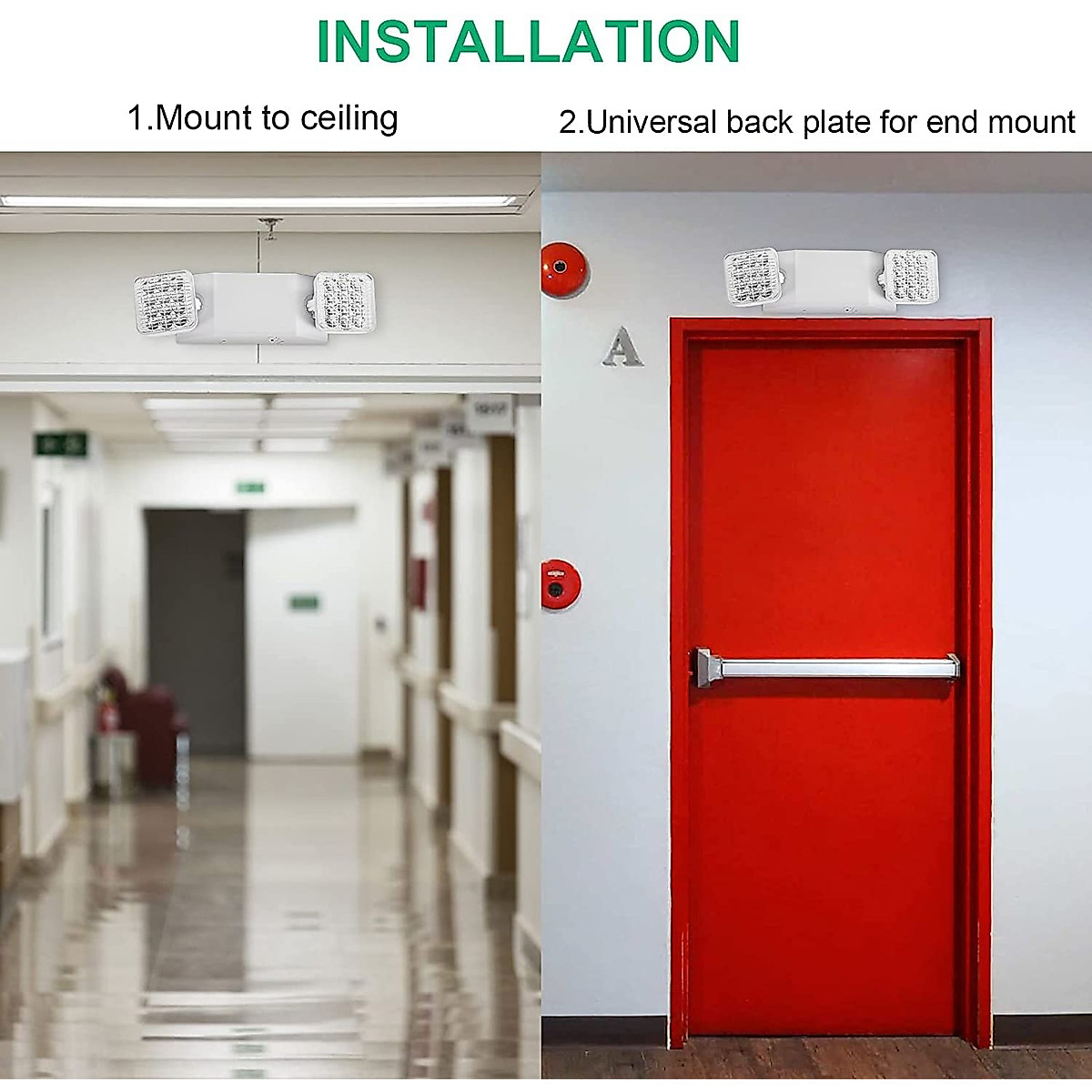 10 Pack Led Emergency Lights with Battery Backup, Commercial Emergency Light Fixture, Adjustable Dual Head Emergency Light for Business, Emergency Lighting for Home Power Failure, AC120V/277V