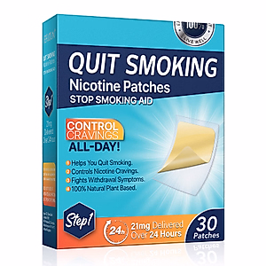 Fekux Quit Smoking Nicotine Patches Step 1, 21 mg Patches Delivered Over 24 Hours Nicotine Transdermal Patch 30 Count Easy and Effective Help to Quit That Work