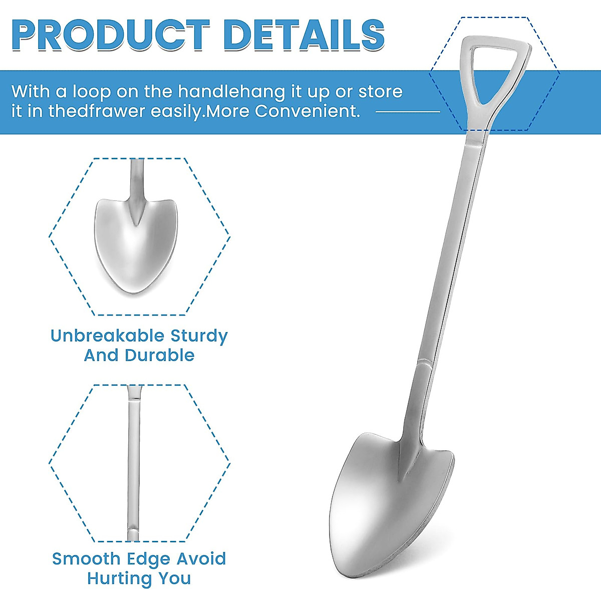 20 Pack Shovel Shape Demitasse Espresso Spoons, 4.7 Inches Stainless Steel Mini Coffee Spoons, Small Spoons for Dessert,Tea, Appetizer, Party Supplies