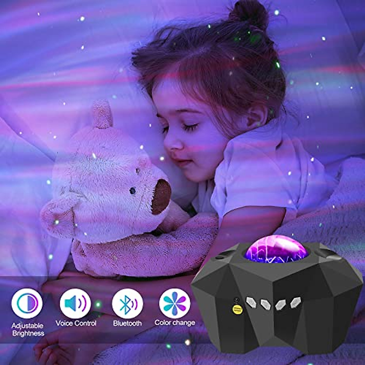 Aurora Galaxy Projector Light, Star Projector with Music Speaker, Night Light Projector with Moon, Northern Lights Projector for Bedroom, Gaming Room, Home Theater, Ceiling