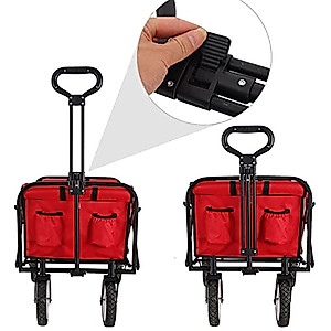 LHLLHL Portable Utility Wagon Home Garden Wagon Cart with Storage Basket Folding Cart Camping Cart Outdoor Wagon 4 Wheels Beach Trolley (Color : White-Dinosaur Doodle4)