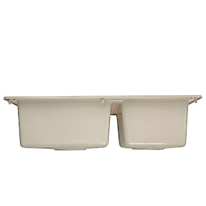 Lippert RV Double Kitchen Galley Sink - 25" x 17" x 6.6" Parchment ABS Plastic for 5th Wheel, Travel Trailer, Camper