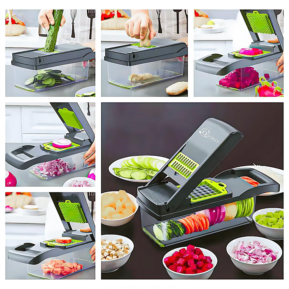 Kitchen gadget's chop wizard 15 in 1 Multi-functional Manual vegetable multi chopper slicer - food dicer slicer - fruit slicers- kitchen essentials - onion cutter slicer machine with container
