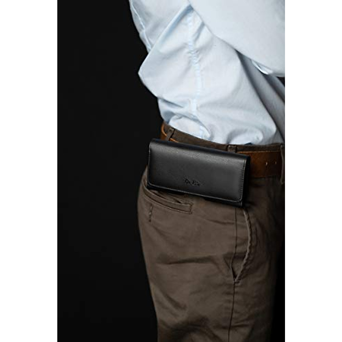 DeBin Holster for iPhone 15, 15 Pro, 14, 14 Pro, 13, 13 Pro, 12, 12 Pro, 11, Xs, X, 10 Cell Phone Belt Holder Case with Built in ID Card Pouch Cover (Fits Phones with Protective Cases on) Medium Black