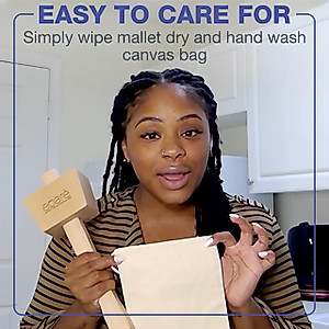 Eparé Lewis Bag & Ice Mallet - Manual Ice Crusher Wooden Hammer - Canvas Crushing Bag - Crushed Ice Bar Cocktails - Bartender & Kitchen Tools Kit