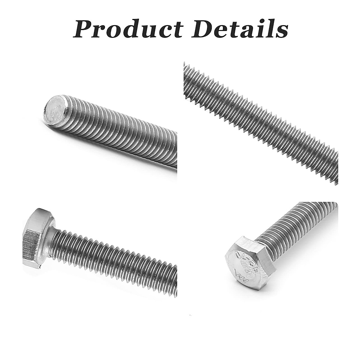 Cionyce 4 PCS M6 Hex Bolt, M6-1 x 150mm Hex Head Screws Bolts 304 Stainless Steel Hex Tap Bolts