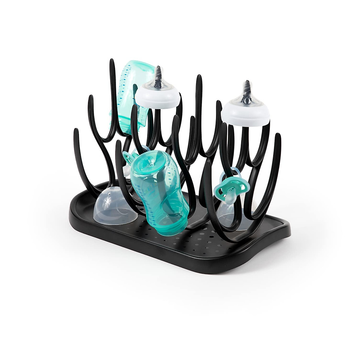 Baby Bottle Drying Rack High Capacity, Parentalz, Space Saving Countertop Baby Bottle Rack Dryer Holder for Baby Bottles, Pacifiers, Nipples, Pump Parts - Black