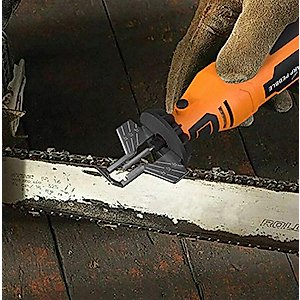 Sharp Pebble Electric Chainsaw Sharpener Kit - Comes with Chain Saw Sharpener Tool, 4 File Size Diamond Sharpening Wheels, Angle Attachment, Wrench & eBook.