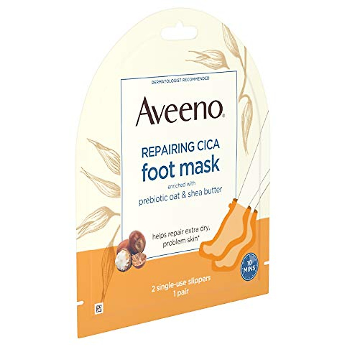 Aveeno Repairing CICA Foot Mask with Prebiotic Oat and Shea Butter, Moisturizing Foot Mask for Extra Dry Skin, 1 Pair of Single-Use Slippers (Pack of 3)