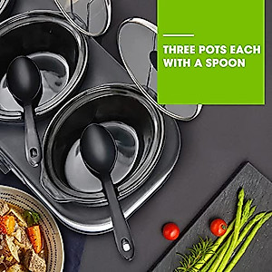 Sunvivi Triple Slow Cooker with 3 Spoons, 3 Pot Crock Food Warmers for Parties Buffet Server, Mini Slow Cooker Pot for Dips, Perfect for Parties, Entertaining & Holidays