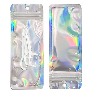 MITOB 100 Pack Clear Mylar Bags 2.36x5.9 inch Resealable Zipper Self Seal Clear Plastic Aluminum Foil Bag Flat Heat Sealable Small Food Storage Bags for Party Favor Pouch with Tear Notch Hang Hole