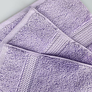 SUPERIOR Solid Egyptian Cotton Face Towel Set, 13" x 13", Purple, 6-Pieces