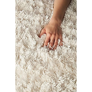 Nourison Ultra Plush Shag Solid Ivory 8'2" x 10' Area -Rug, Easy -Cleaning, Non Shedding, Bed Room, Living Room, Dining Room, Kitchen (8x10)