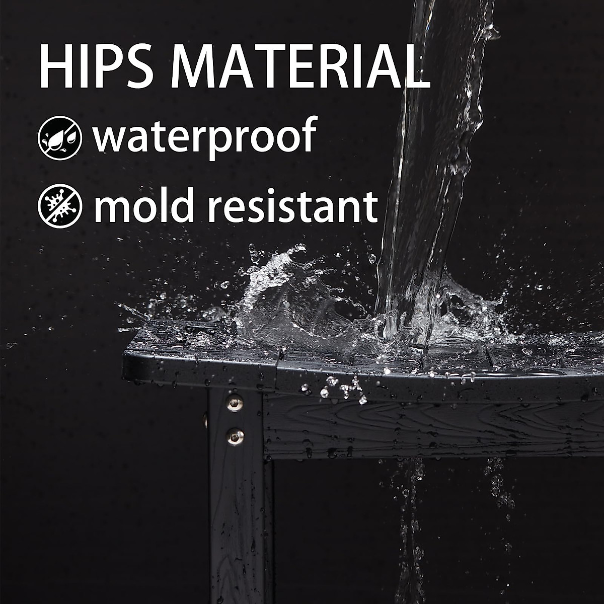 Shower Stool for Inside Shower, Poly Lumber Large Shower Bench Seat, Plastic Shower Bench Waterproof, for Sit on Bathroom Seat to Shaveing Legs with Storage Shelf, Adjustable Feet, Non-Slip(Black)…