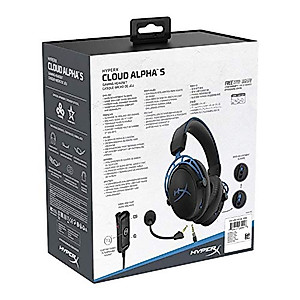 HyperX Cloud Alpha S - PC Gaming Headset, 7.1 Surround Sound, Adjustable Bass, Dual Chamber Drivers, Chat Mixer, Breathable Leatherette, Memory Foam, and Noise Cancelling Microphone - Blue