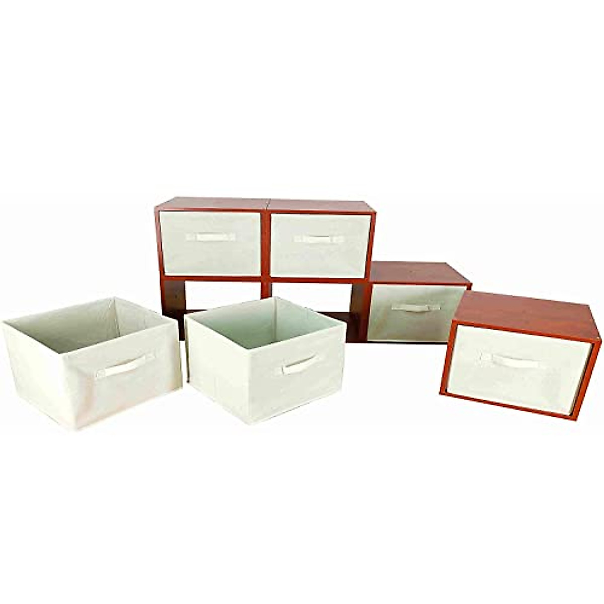 FixtureDisplays® Cubby Hole Storage Bin Modular Wood Blocks with Fabric Bins 6/Set Product Weight 38 Lbs Great for Preschools Day Care Home Bookshelf 11364-NEW-NPF