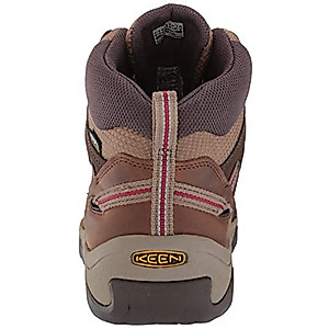 KEEN Women's Steens Mid Height Leather Waterproof Hiking Boots, Toasted Coconut/Tibetan Red, 10