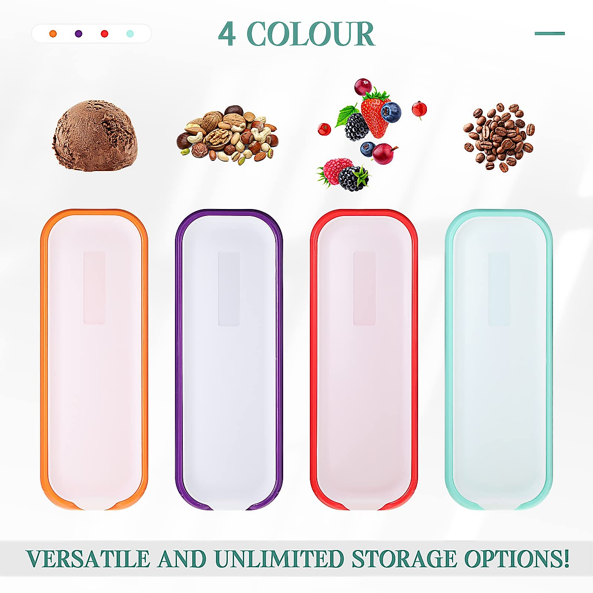 Nuenen 4 Pcs Ice Cream Containers - Durable & Colorful