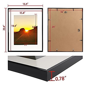 Aynoo 16x20 Poster Frame Black, Display Posters 16x20 Picture Frame Black, Display Pictures 11x14 Picture Frame,2Pack