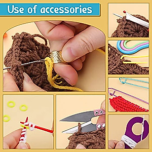 IMZAY 110 Pcs Crochet Hooks Set, Crochet Kit Crochet Hooks Kit with Storage Case, Ergonomic Knitting Needles Blunt Needles Stitch Marker DIY Hand Knitting Craft Art Tools for Beginners-Purple