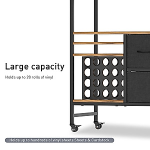 PUNLUXU Organizers and Storage Compatible with Cricut Machines - Vinyl Roll Holder, DIY Pegboard with Accessories Organizer, Rolling Craft Table with Storage Cabinet Workstation PU-01 Patent Protected