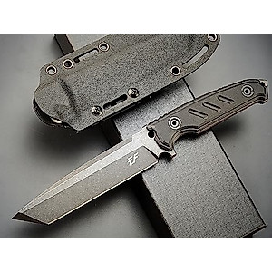 Eafengrow EF129 Fixed Blade Knife, DC53 Steel Tanto Blade,G10 Handle Full Tang Fixed Knifes Straight Knife for Camping Hunting Adventure Survival and EDC Tool(Black)
