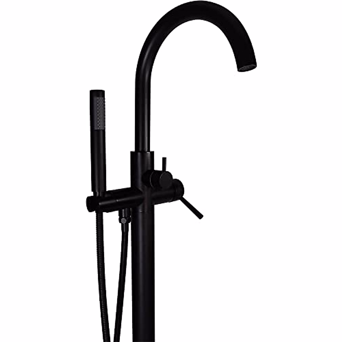 Westbrass DF02043-62 Floor Mount Freestanding Bathtub Filler Faucet with Handheld Shower, Matte Black