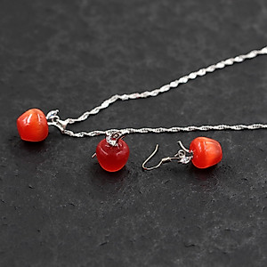 Uloveido Cute Apple Dangle Drop Fruit Stud Earrings Jewelry for Women and Teen Girls with Crystal YL007 (Red)