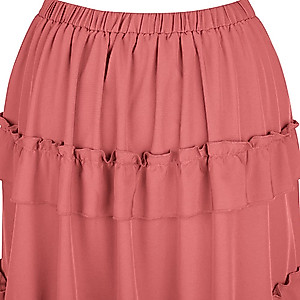 Zhitunemi Women's Steampunk Skirt Ruffle High Low Outfits Gothic Plus Size Pirate Dressing Brick red M/L