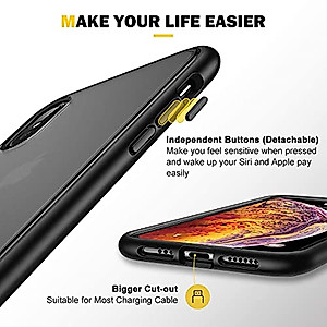 Humixx Shockproof Series iPhone X Case/iPhone Xs Case, [Military Grade Drop Tested] [Upgrading Material] Translucent Matte Case with Soft Edge, Heavy Duty Protective Case, 5.8 Inch Black