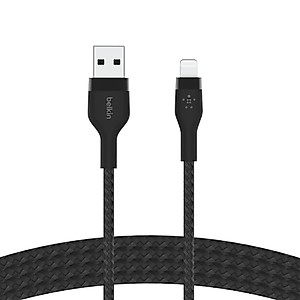 Belkin BoostCharge Pro Flex Braided USB Type A to Lightning Cable (1M/3.3FT), MFi Certified Charging Cable for iPhone 14, 13, 12, 11, Pro, Max, Mini, SE, iPad - Black
