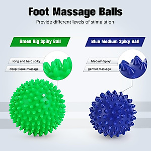 Plantar Fasciitis Roller Foot Massage Ball-Foot Ball Roller Massager Set,Massage Balls and Foot Roller for Plantar Fasciitis Relief | Trigger Point Therapy(1 Foot Massage Roller+2 Spiky Massage Balls)