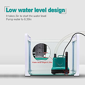 Upettools Submersible Water Pump, Ultra Silence Circulation Multifunctional Water Pump with Handle for Pond, Aquarium, Hydroponics, Fish Tank Fountain with 4.6ft (1.4M) Power Cord(66GPH,5W)