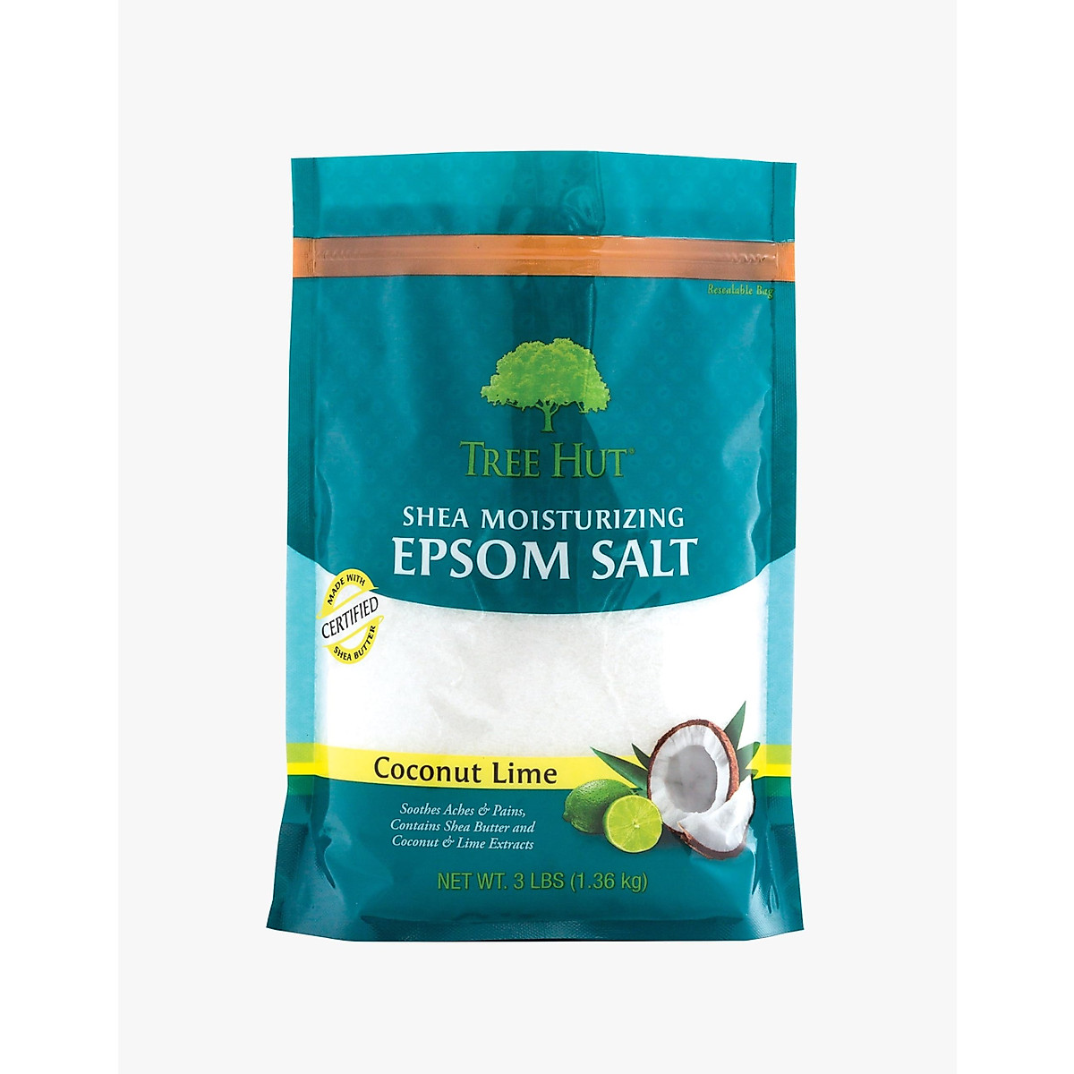 Tree Hut Shea Moisturizing Epsom Salt Coconut Lime, 3Ibs, Ultra Hydrating Epsom for Nourishing Essential Body Care
