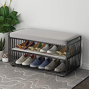 Articles for daily use Metal Frame Shoe Changing Stool Storage Stool, Living Room Entrance Entrance Shoe Cabinet one Long Chair Simple Bedroom Bed End Stool Storage Stool Large