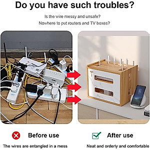 CHSSHCRZH Wall Mount WiFi Router Storage Box Router Shelf,PVC Cable Modem Management Box,Hider Cord Management Container Desk Bedroom Decorative,B,M