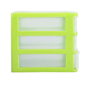 White 3 Drawer Plastic Storage,2 PCS Mini Drawer Organizer, Plastic Jewelry Makeup Storage Box with Adjustable Detachable Dividers for Small Accessories (3 Layers Green)
