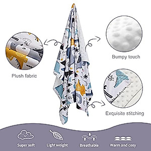 Donsonny Baby Blanket for Boys Girls Soft Minky with Double Layer Dotted Backing, Color Dinosaurs Printed 30 x 40 Inch Receiving Blanket