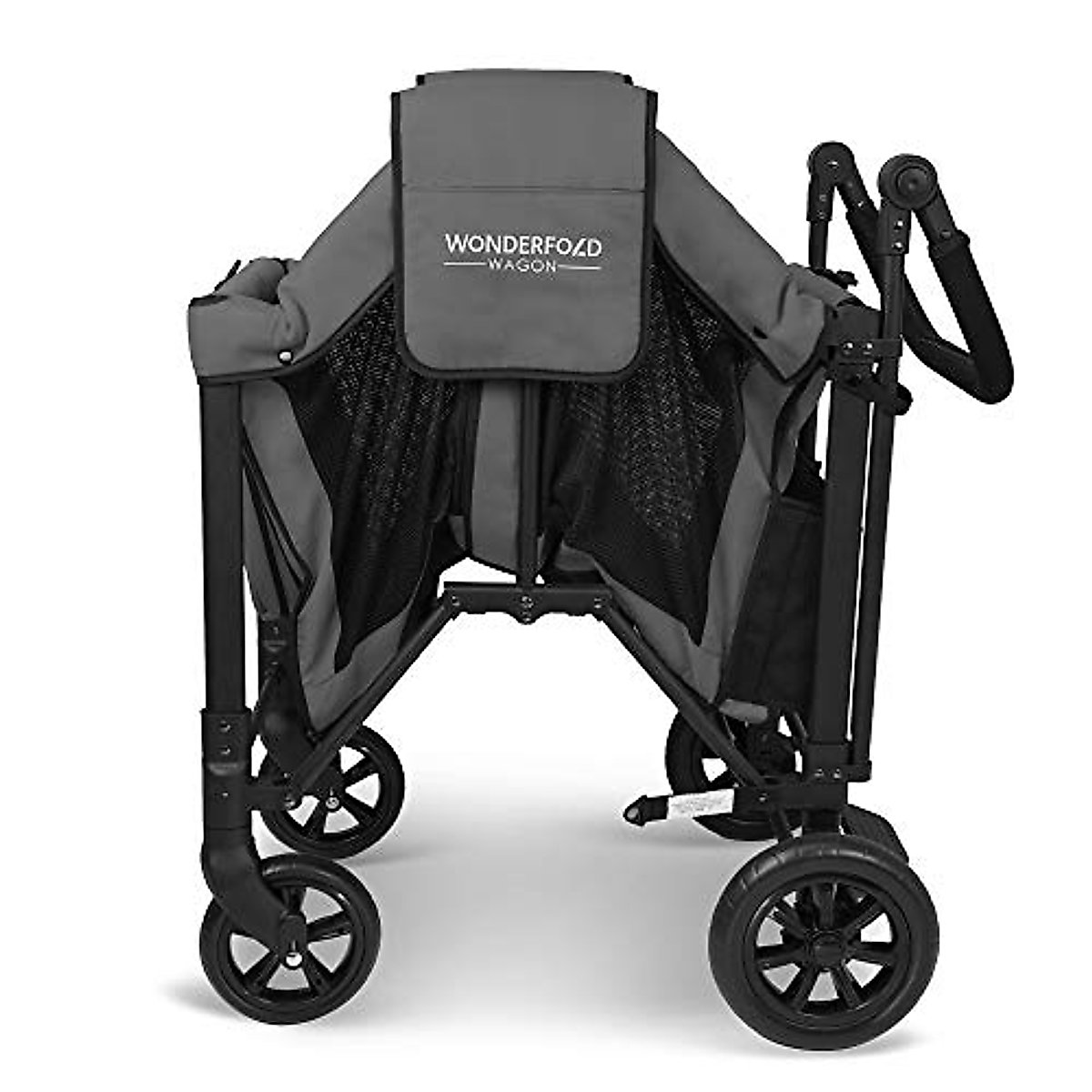 WONDERFOLD W2 Original+ Stroller Wagon (2 Seater) - Collapsible Wagon Stroller with Seats with 5-Point Harnesses, Easy-Access Door, and Adjustable Sun Canopy, Charcoal Gray