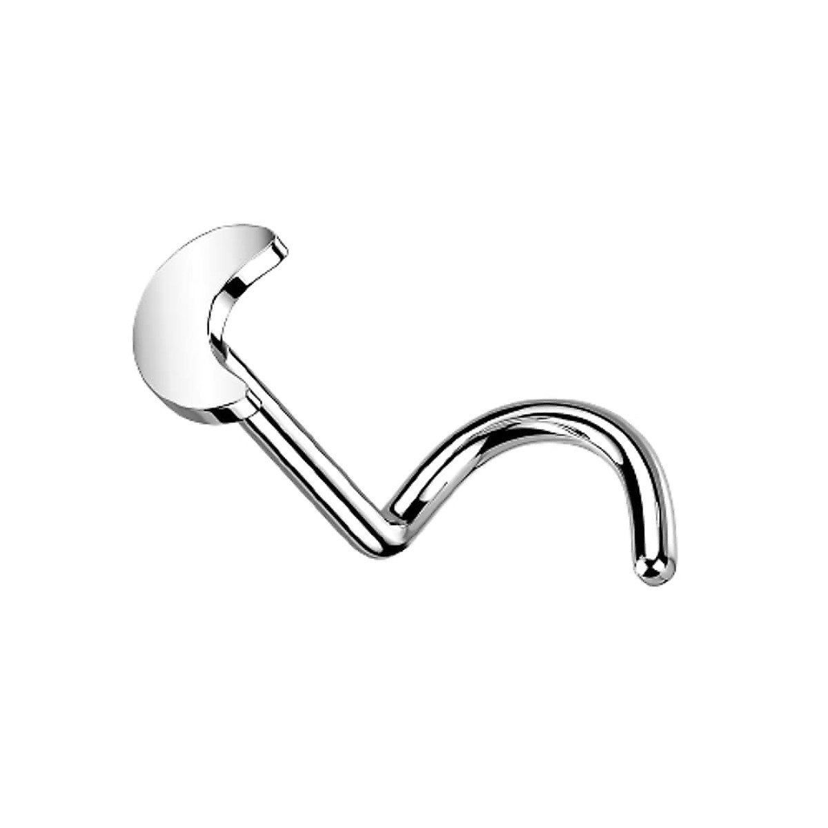 Pierced Owl 18-20GA G23 Implant Grade Titanium Crescent Moon Threadless Push in Nose Screw (18GA (1mm))