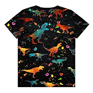 Neemanndy Dinosaur T-Shirts for Boys and Girls 3D Animal Print Kids Cool Shirt with Dinosaur Size 8-10 Years