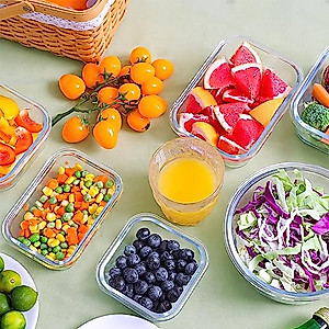 Moretoes Glass Food Storage Containers with Lids, 9pcs, Meal Prep, Glass, Airtight, Leakproof Containers Set, Safe Home Container